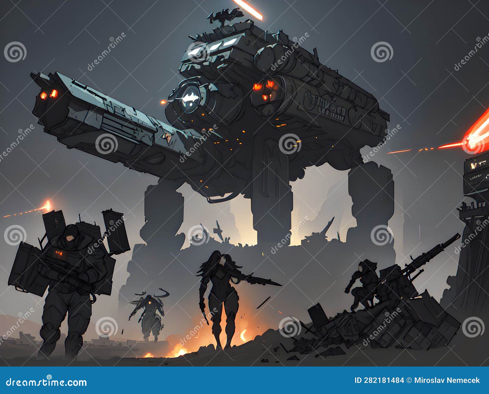 Future War, Generative AI Illustration Stock Illustration ...