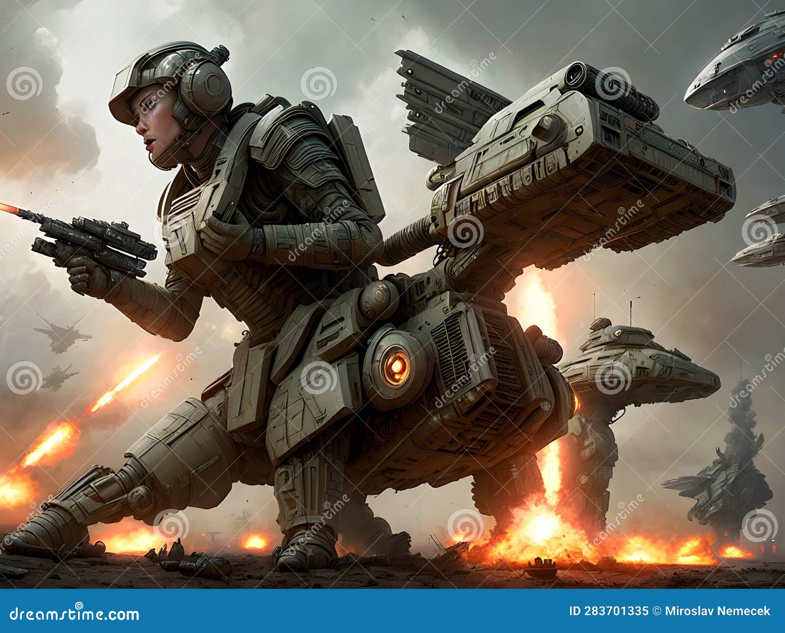 Future War, Generative AI Illustration Stock Illustration ...