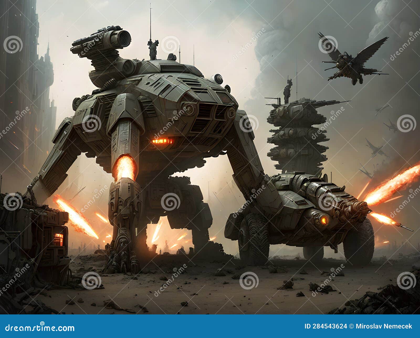 Future War, Generative AI Illustration Stock Illustration ...