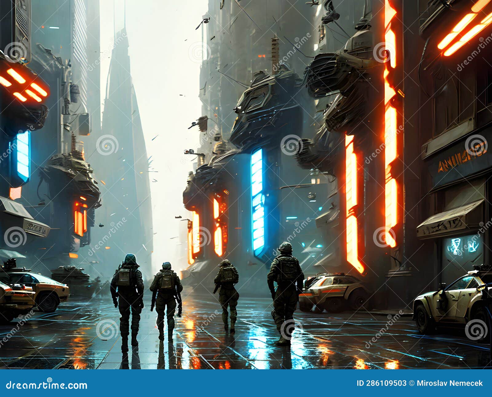 Future War, Generative AI Illustration Stock Illustration ...