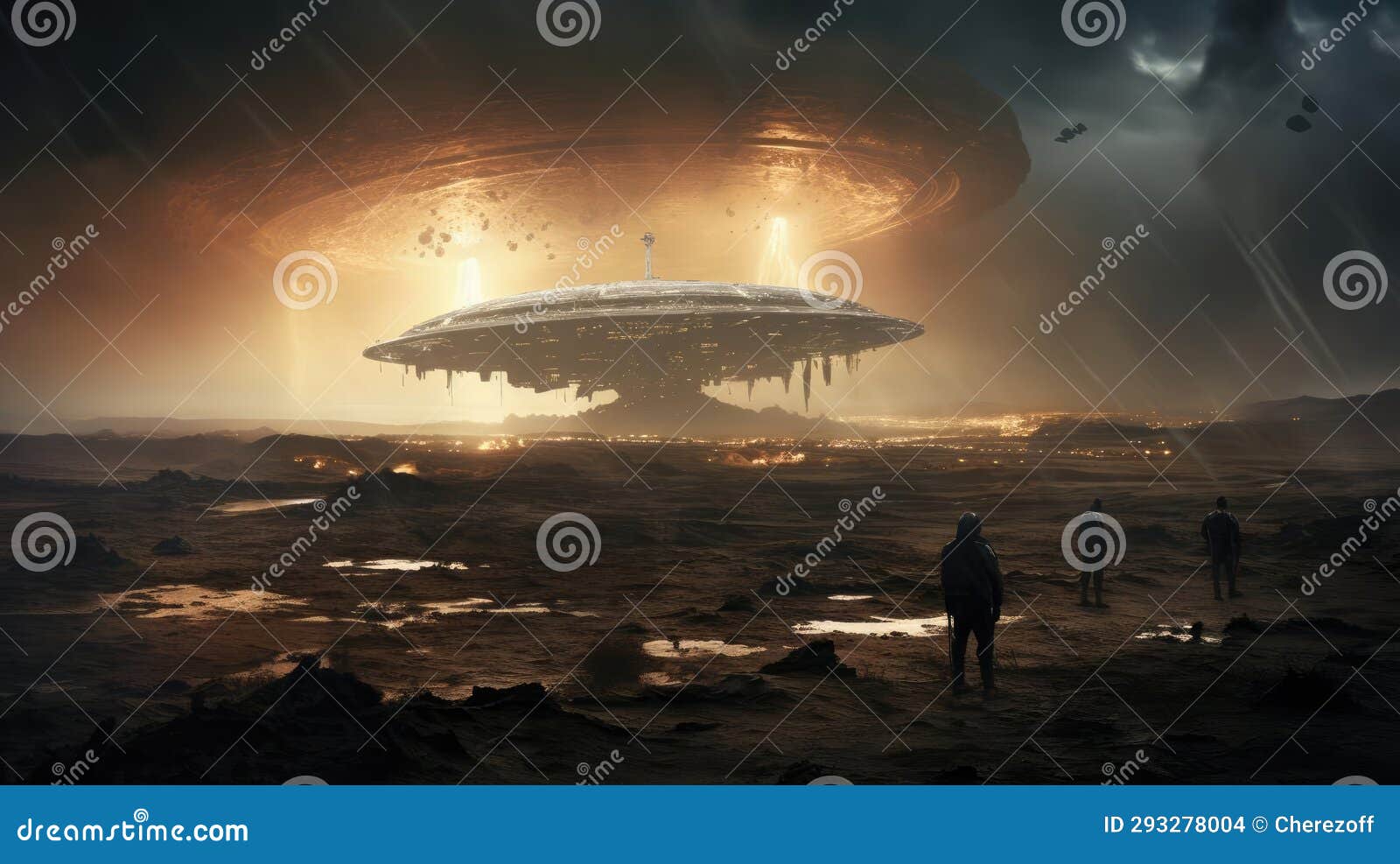 War between Humans and Aliens Stock Illustration - Illustration of blue ...