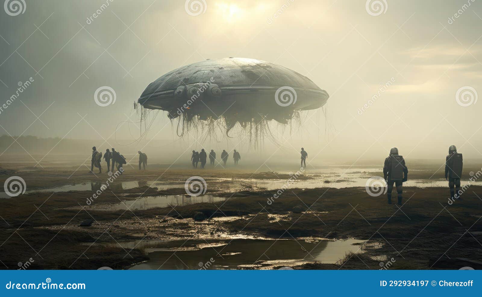 War between Humans and Aliens Stock Illustration - Illustration of ...