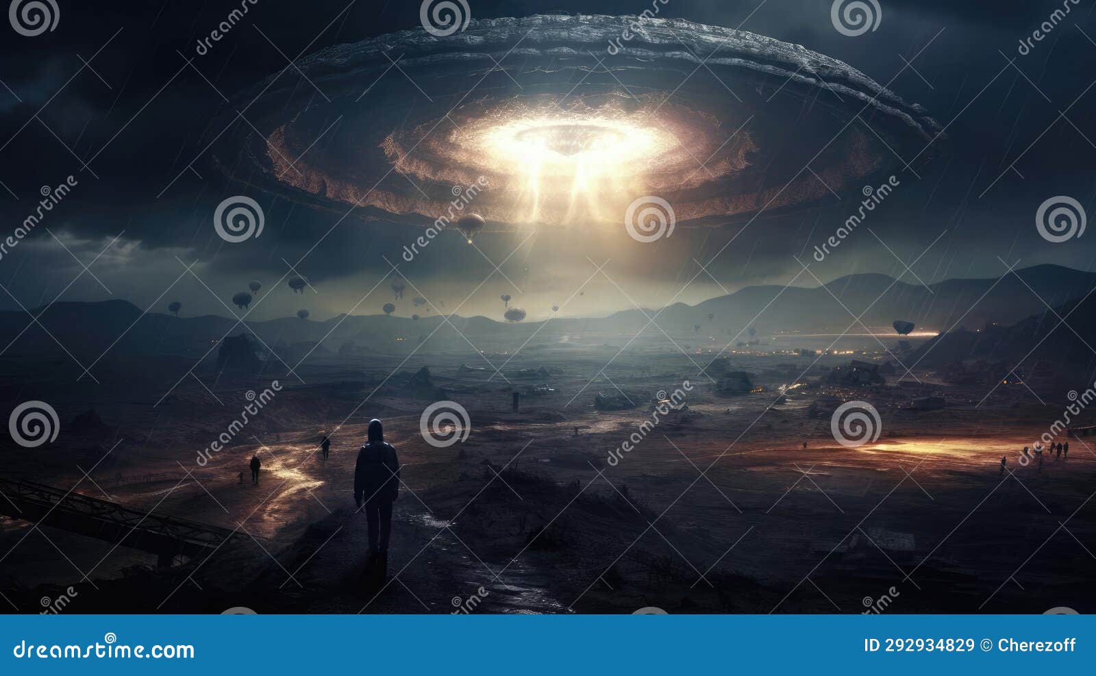 War between Humans and Aliens Stock Illustration - Illustration of ...