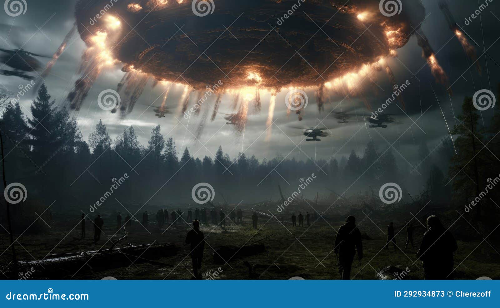 War between Humans and Aliens Stock Illustration - Illustration of ...