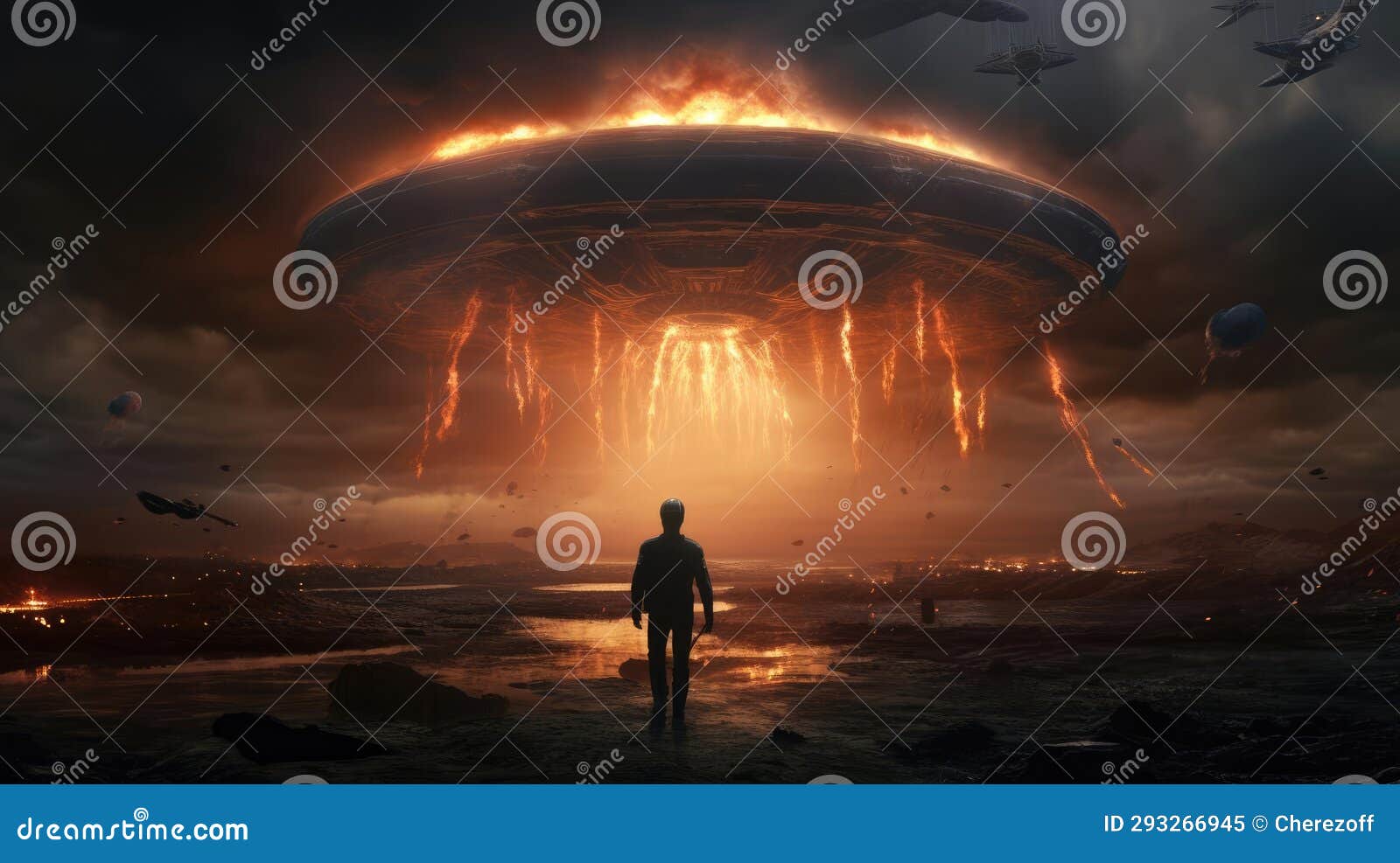 War between Humans and Aliens Stock Illustration - Illustration of ...