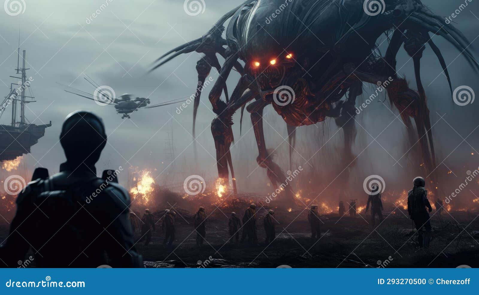 War between Humans and Aliens Stock Illustration - Illustration of ...