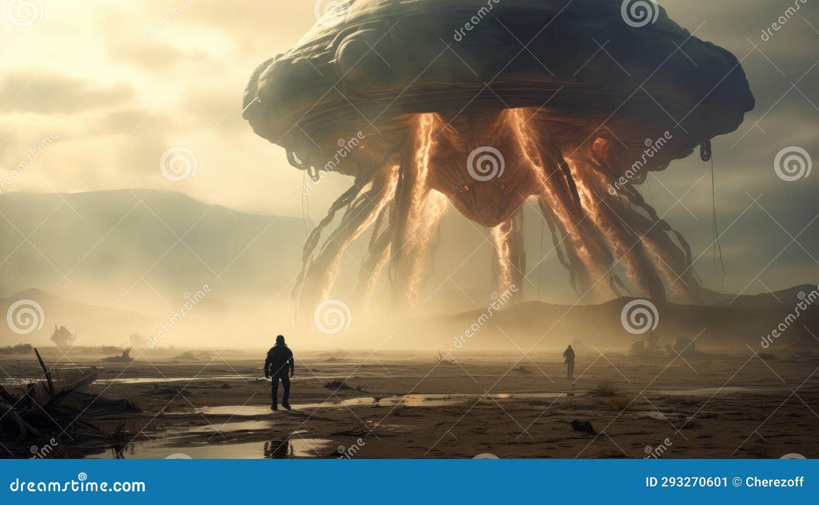 War between Humans and Aliens Stock Illustration - Illustration of ...