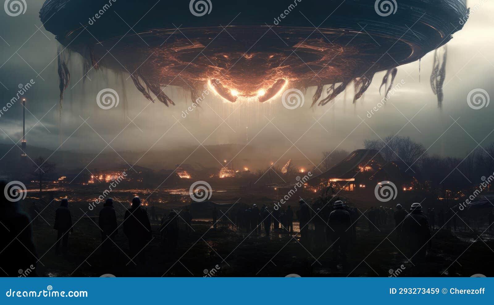 War between Humans and Aliens Stock Illustration - Illustration of ...