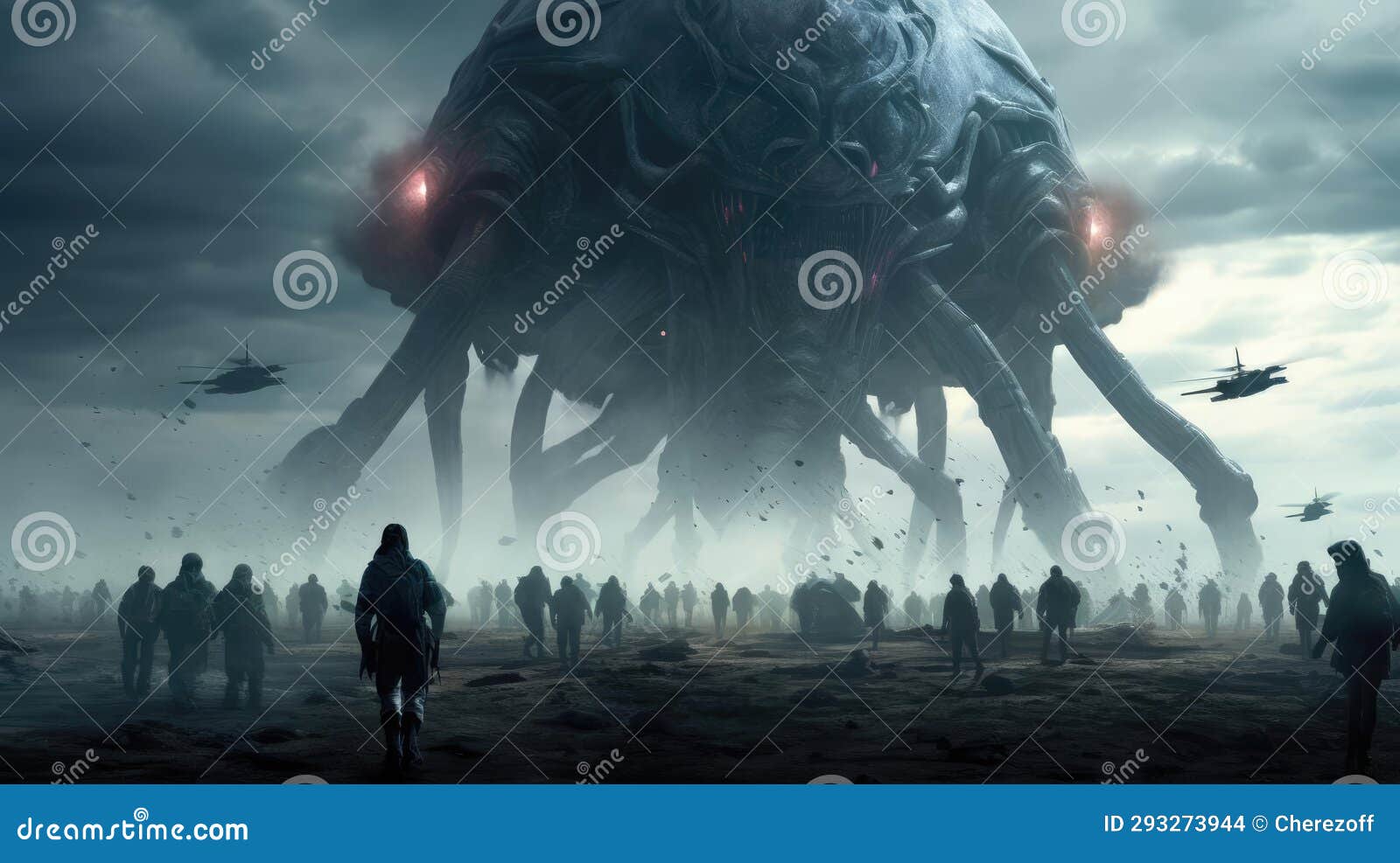 War between Humans and Aliens Stock Illustration - Illustration of ...
