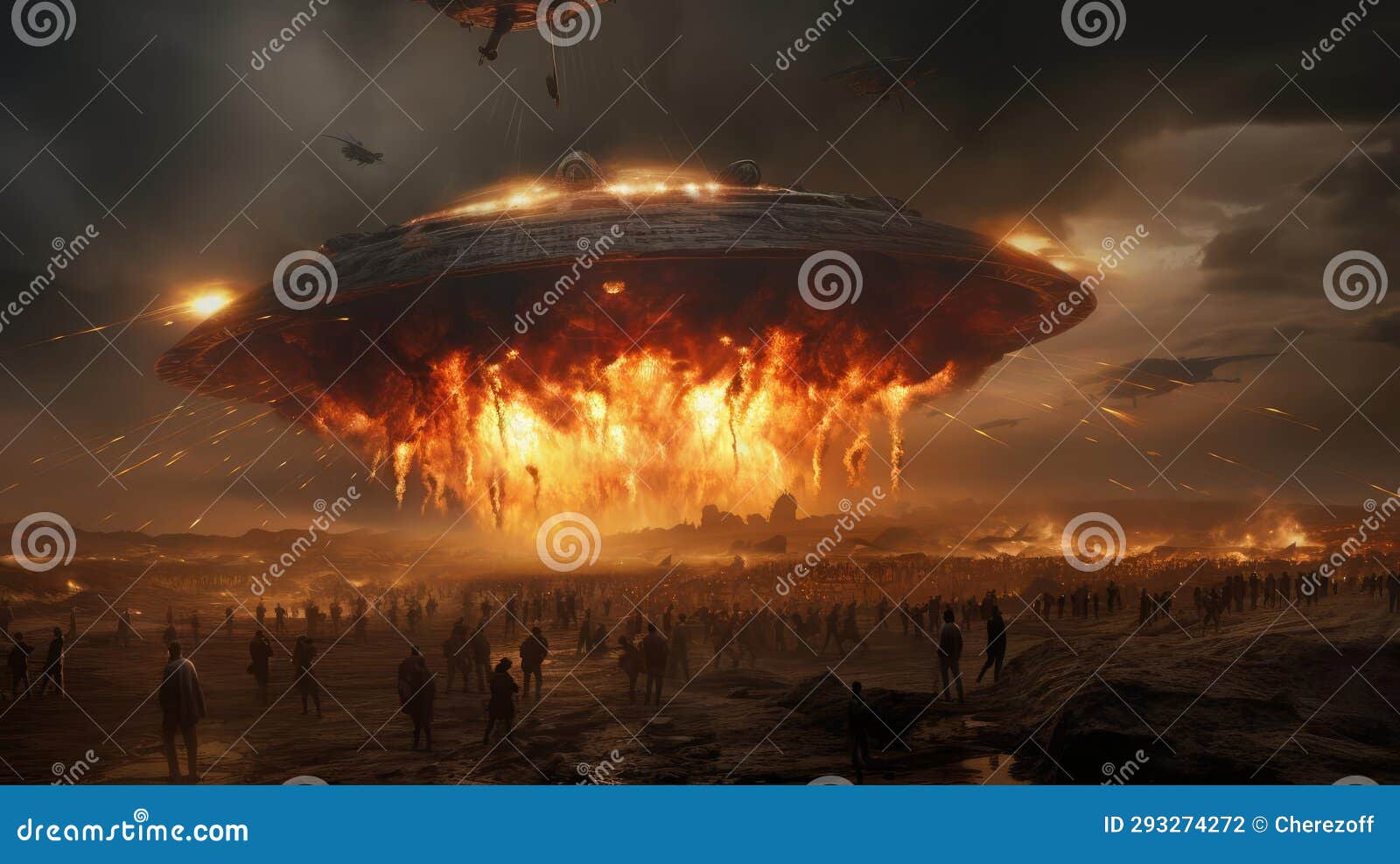 War between Humans and Aliens Stock Illustration - Illustration of ...