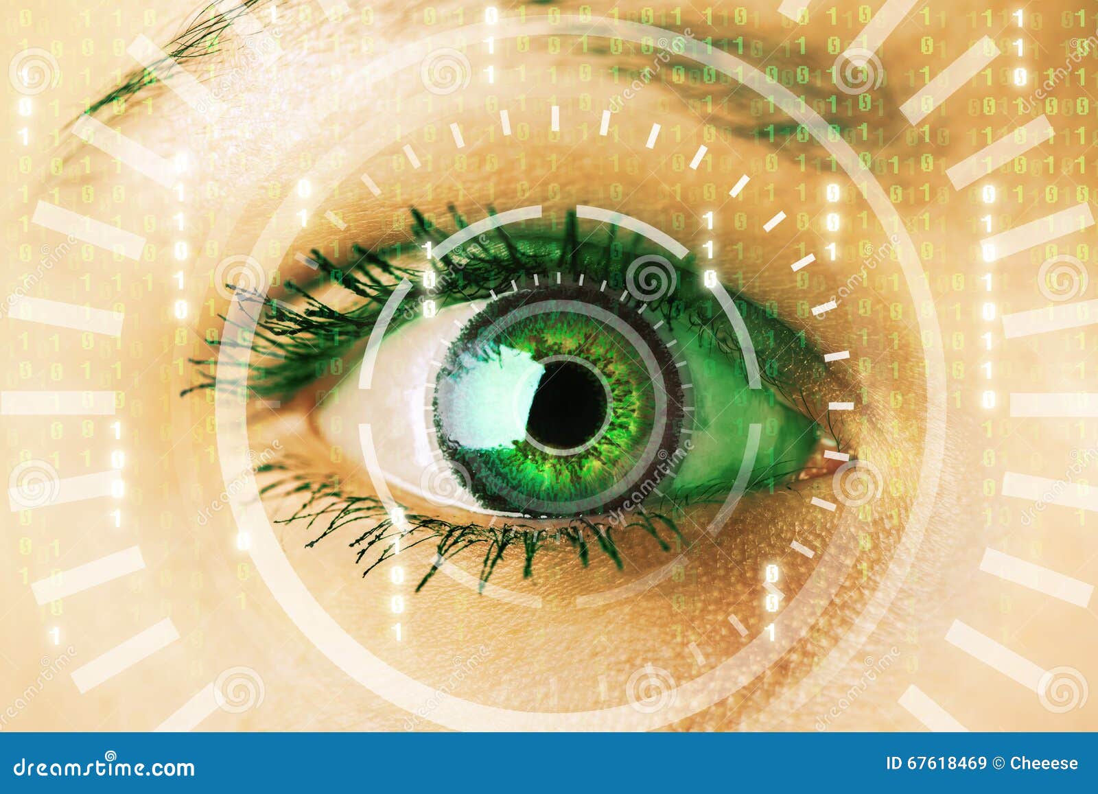 Future Woman with Cyber Technology Eye Panel Stock Illustration ...