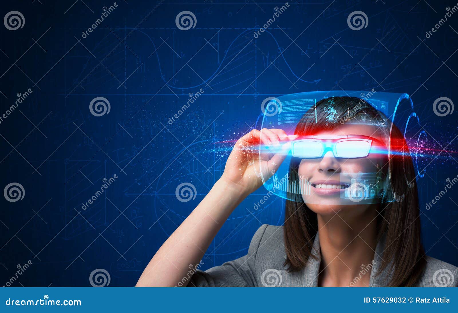 Future Woman with High Tech Smart Glasses Stock Photo - Image of ...