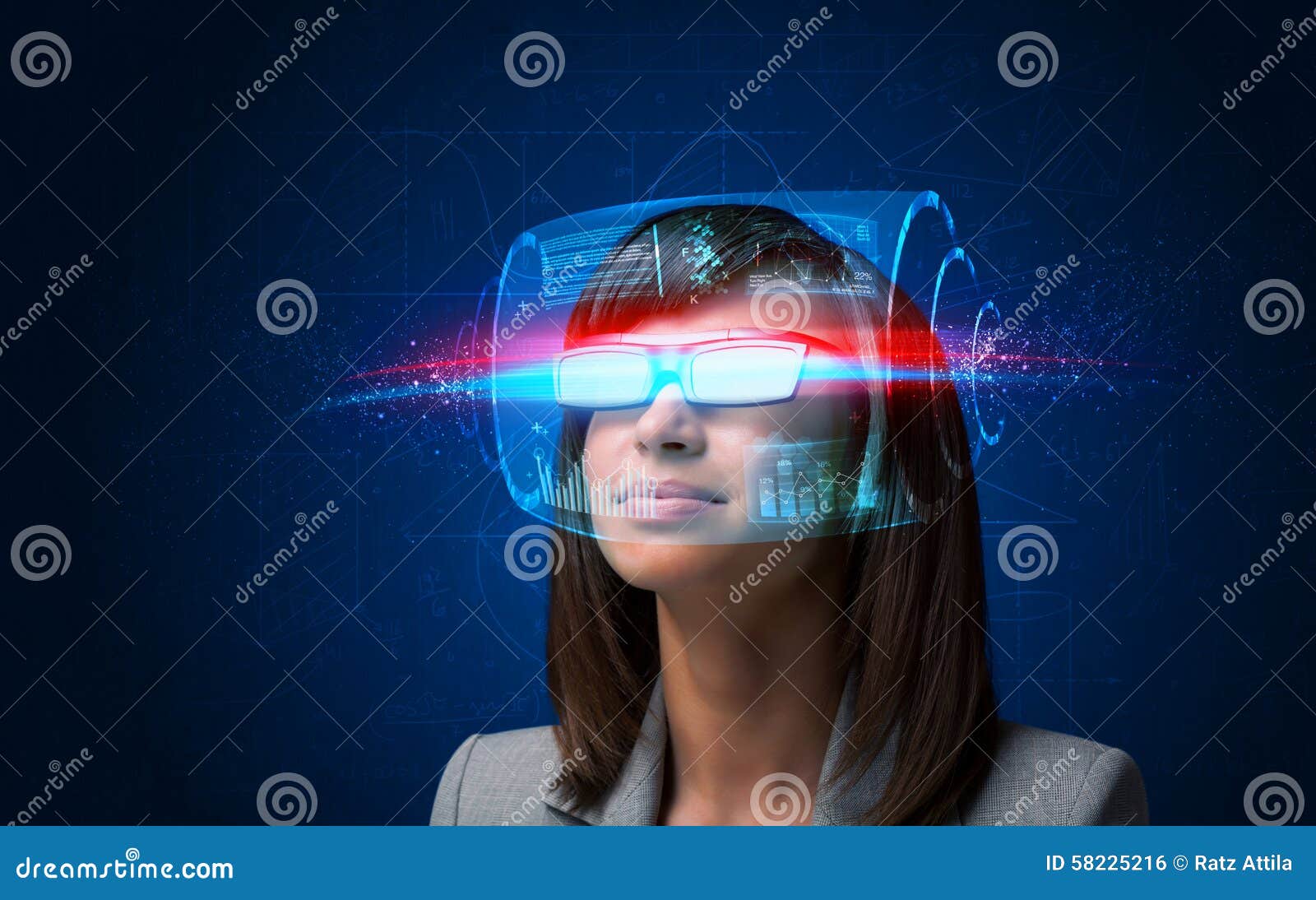 Future Woman with High Tech Smart Glasses Stock Photo - Image of mask ...
