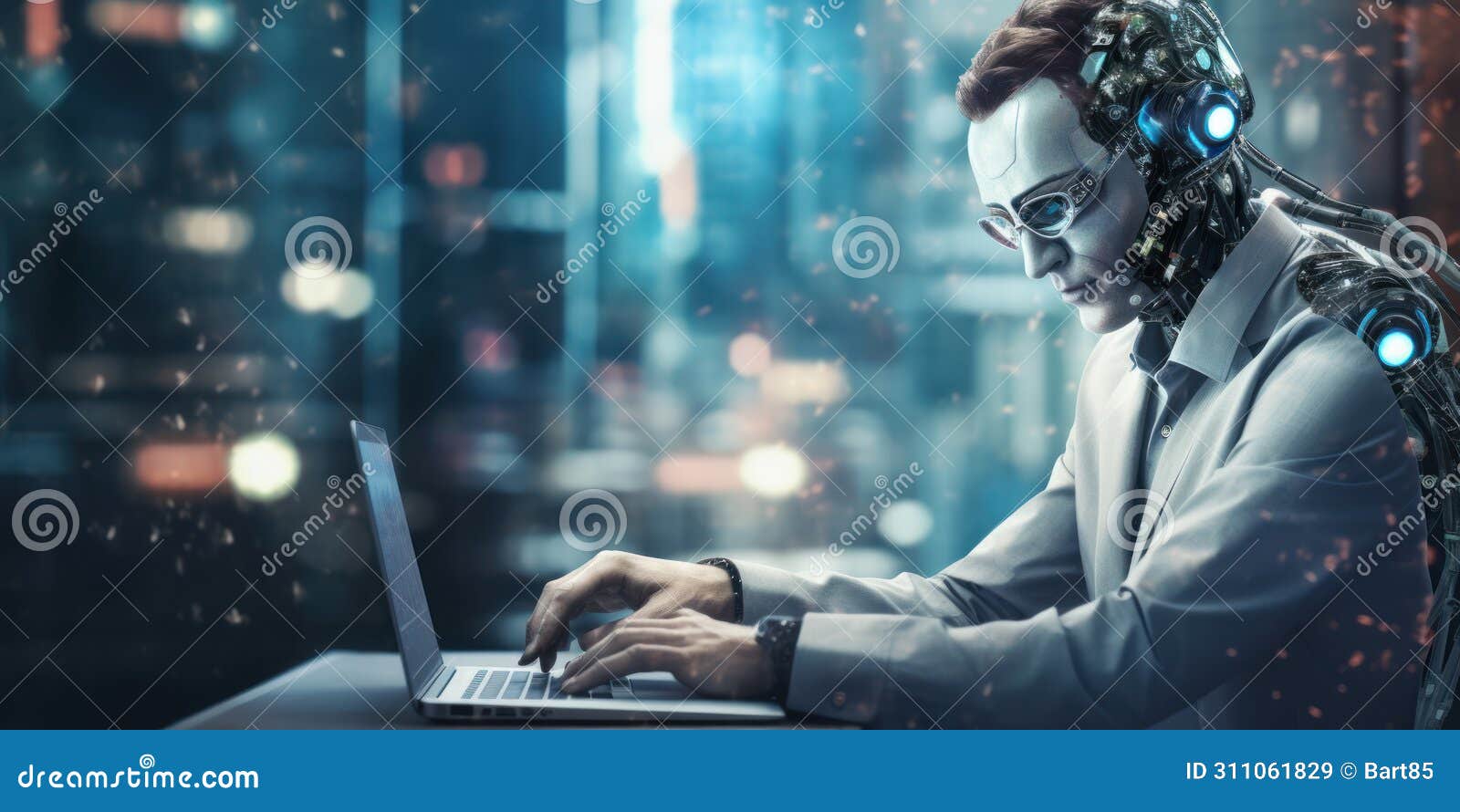 Future of Work Humanoid AI Robot Office Worker Concept Stock ...