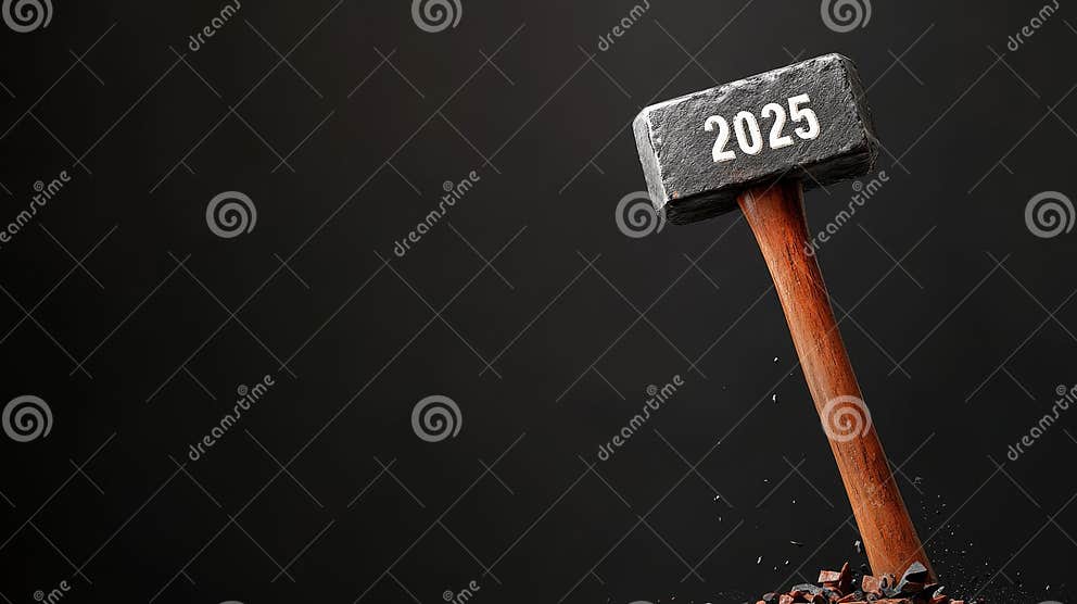 Future Year Sign with Hammer Symbolizing 2025 a Striking Image of a ...