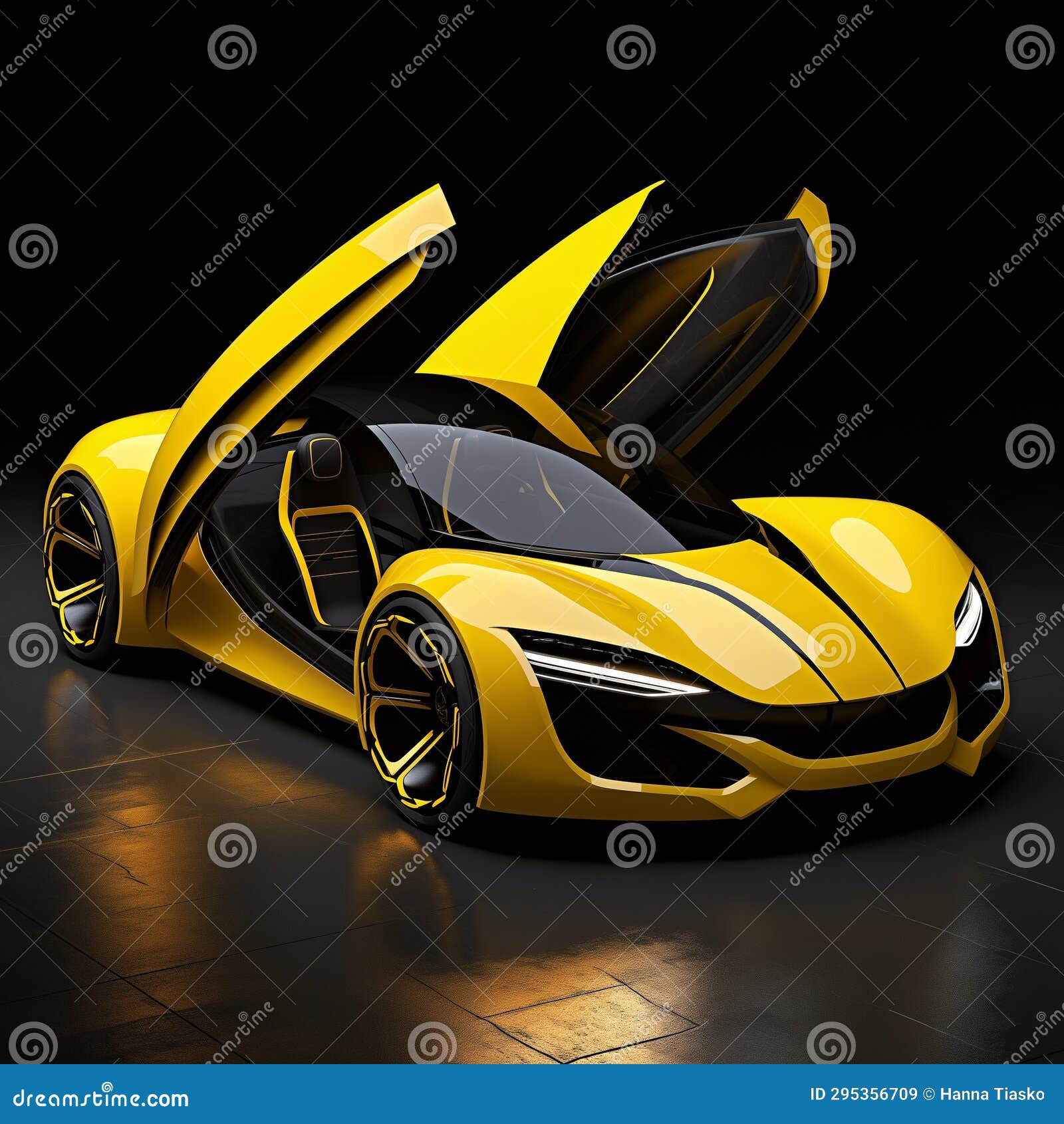 The Future in a Yellow Sports Car Stock Illustration - Illustration of ...