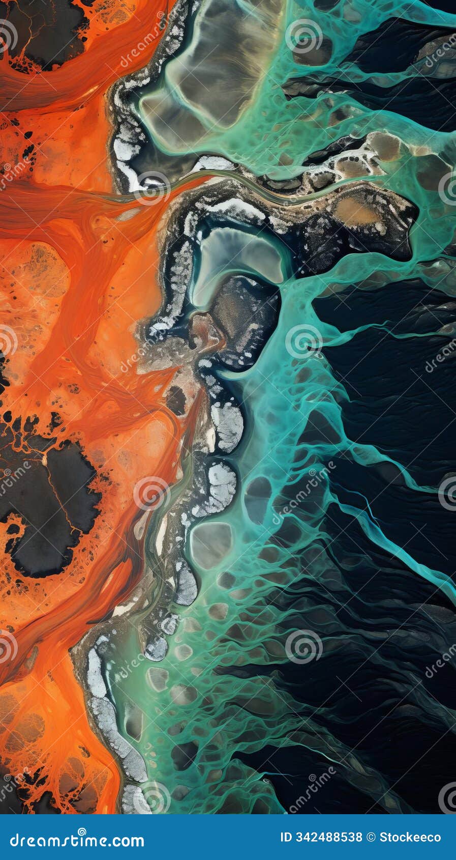 Biomorphic Abstraction: Street Art With Ocean And Sea Waves Stock ...