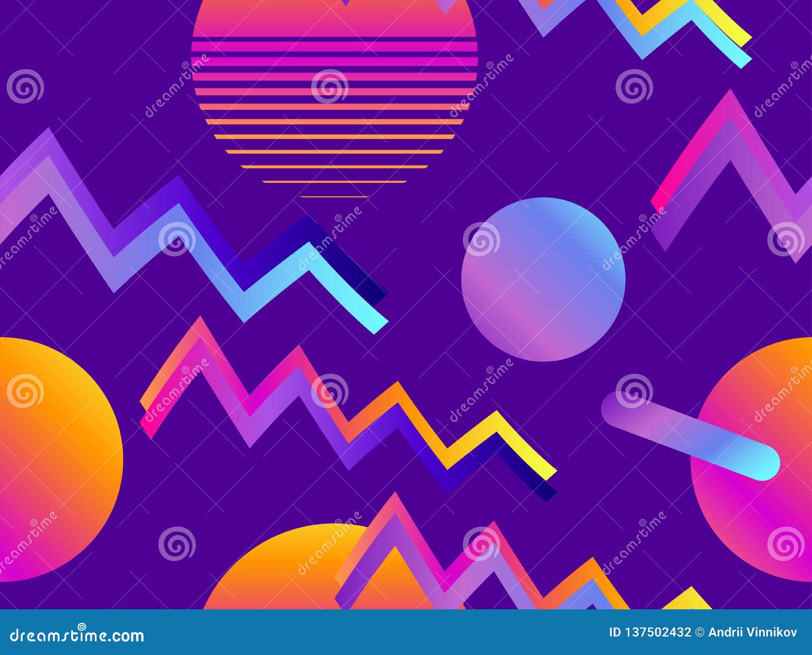 Futurism Seamless Pattern. Gradient Shape in the Style of 80s ...