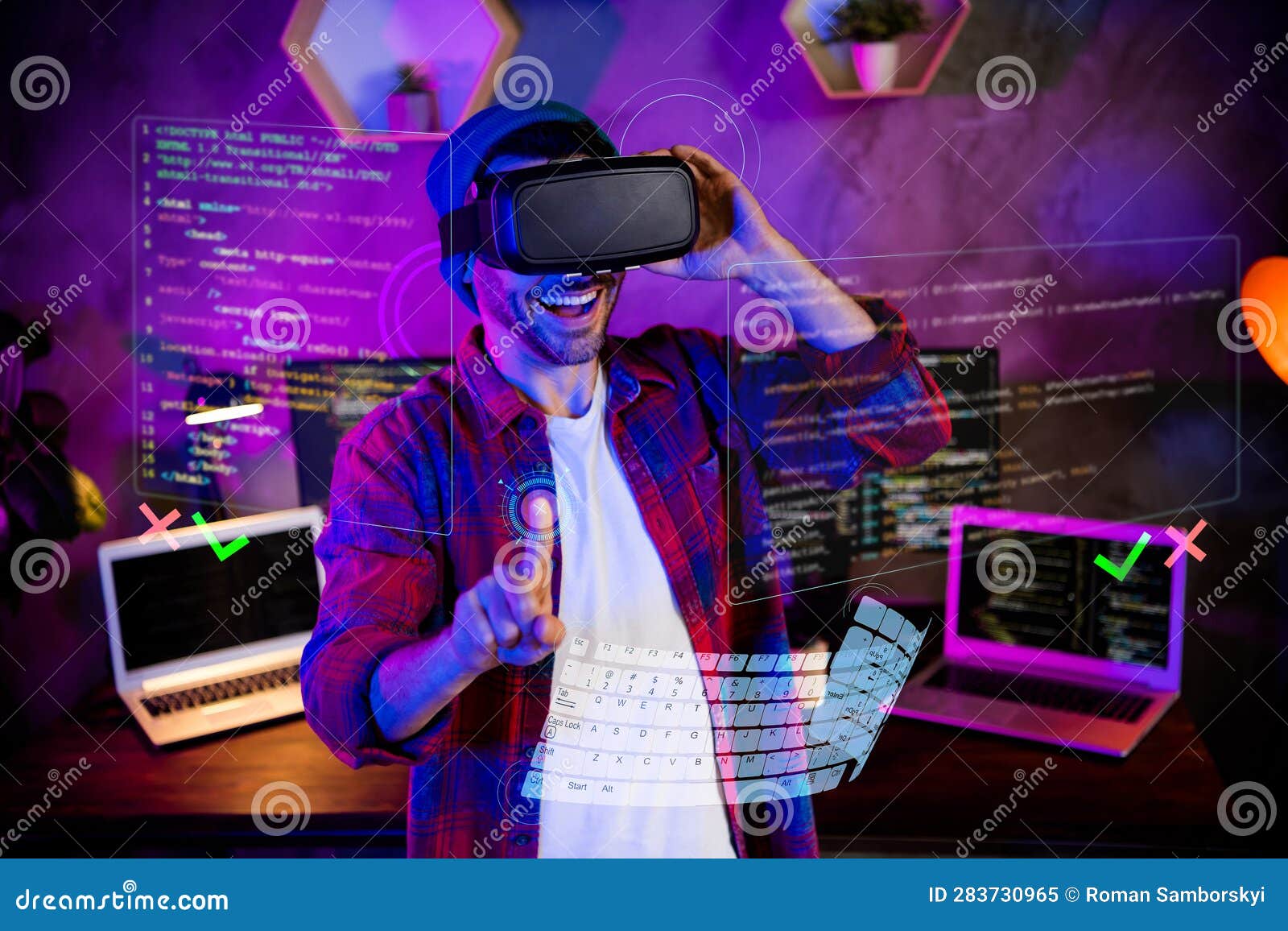 Futurism Template Collage of Geek Nerd Engineer Using Gadget Software ...