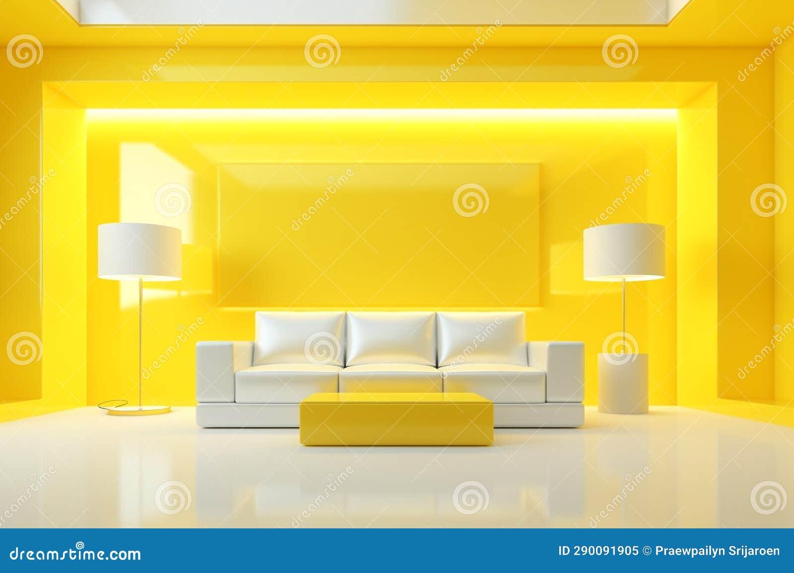 Futurism Yellow Living Room with Copyspace Stock Image - Image of home ...