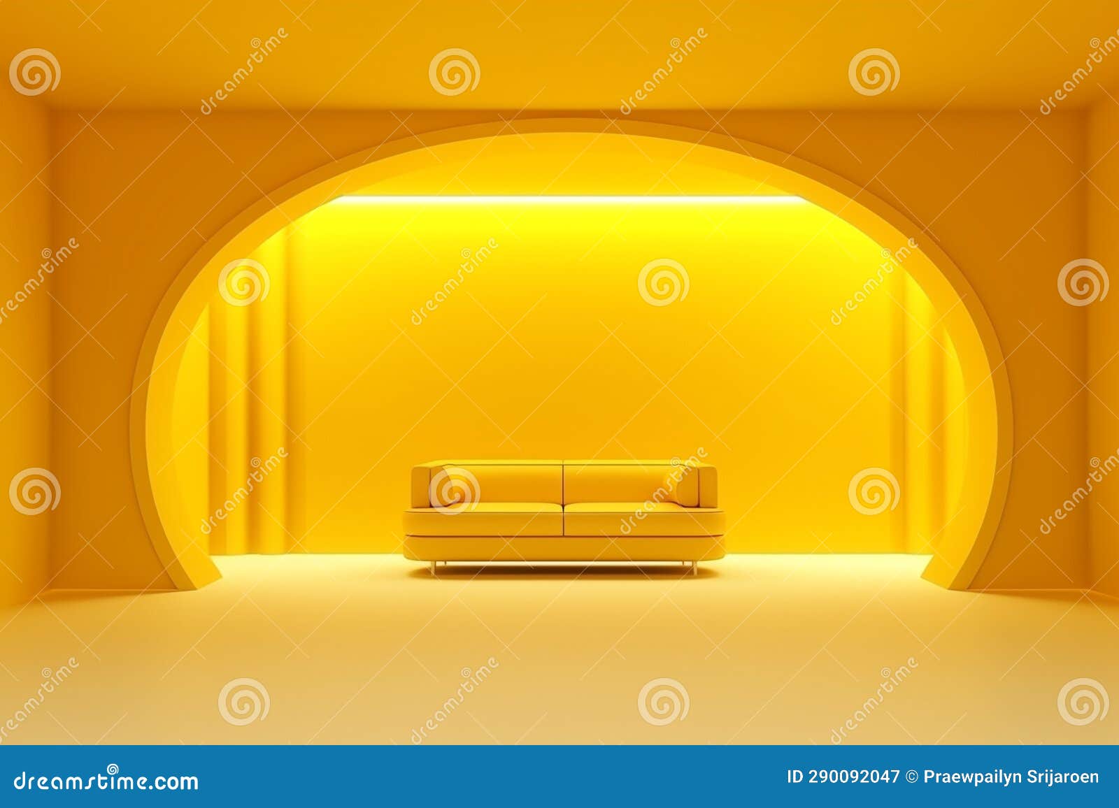 Futurism Yellow Living Room with Copyspace Stock Illustration ...