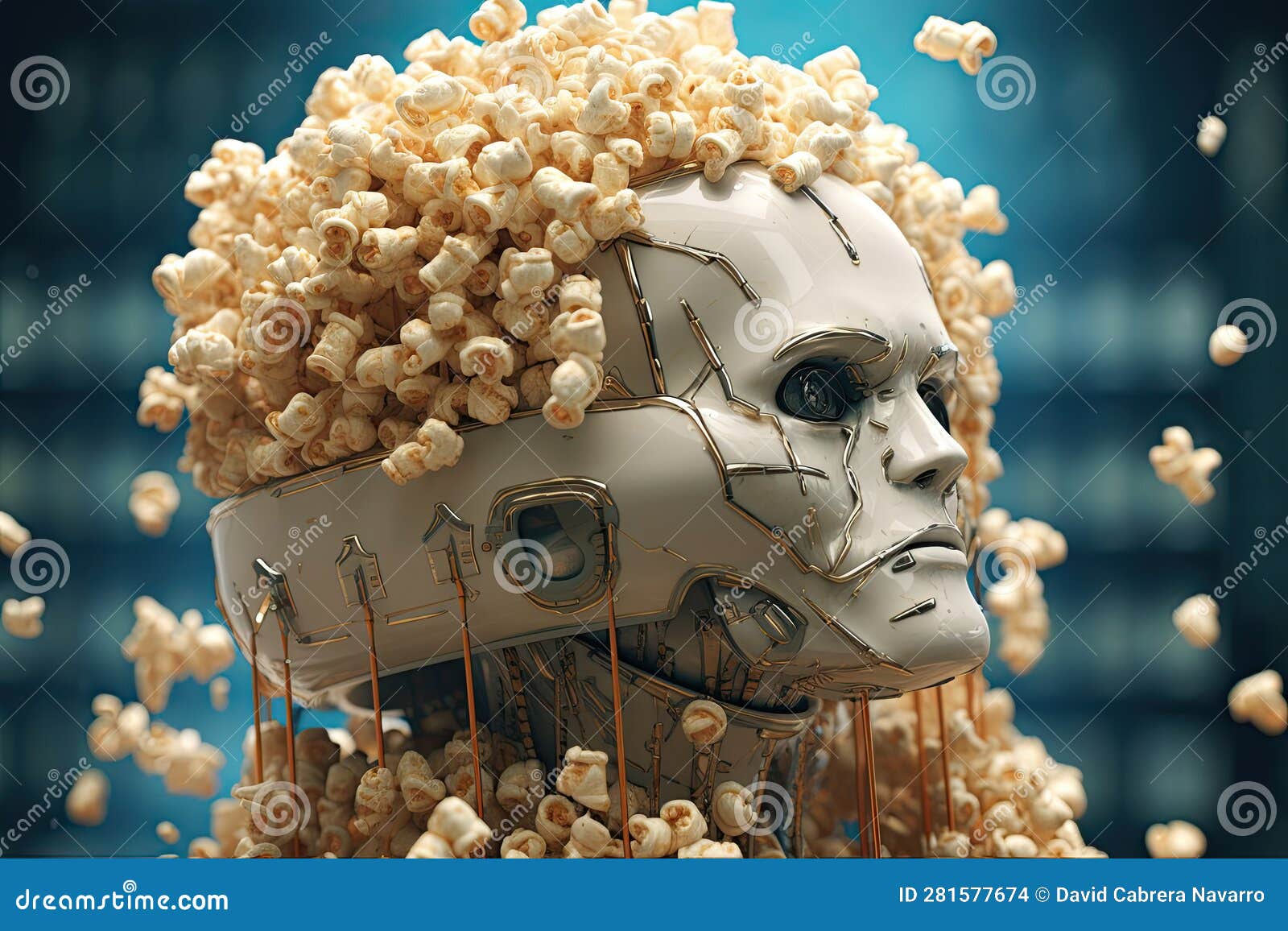 A Futurist Robot with Popcorn Head. Stock Illustration - Illustration ...