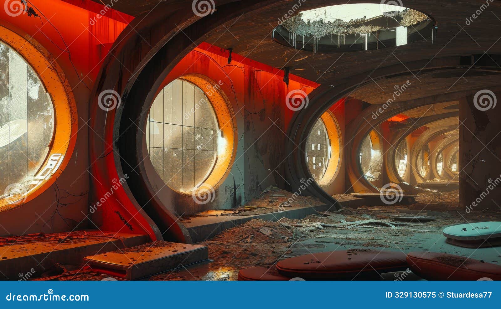 Futuristic, Abandoned Cityscape With Towering Structures And Dramatic ...