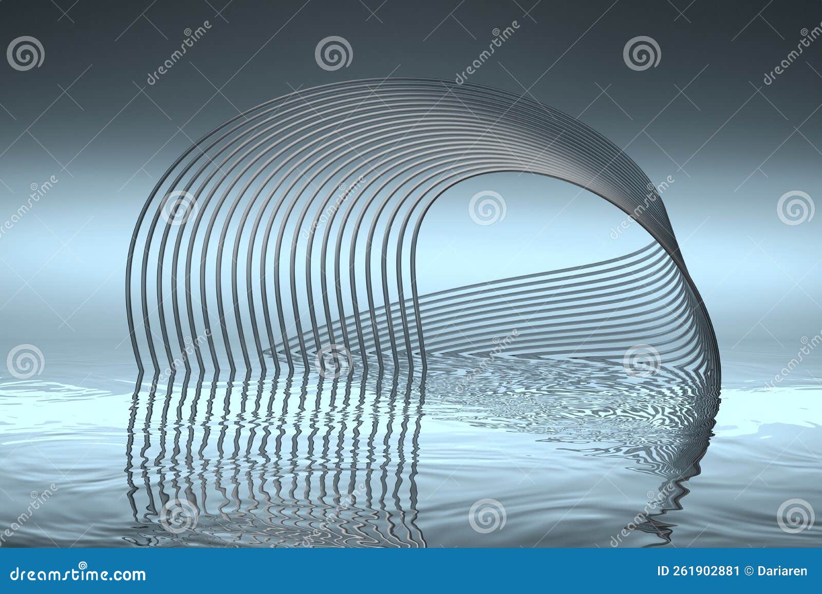 Futuristic Abstaract Illustration with Curved Tubes Shape Over Water ...