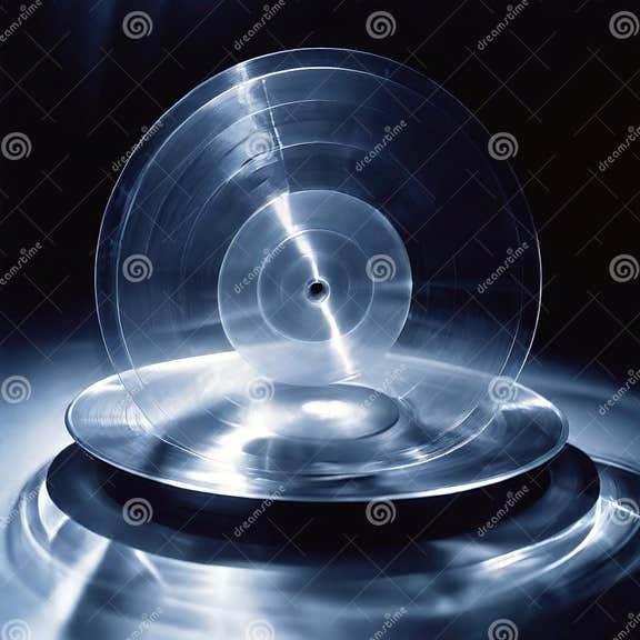 Futuristic Abstract Artwork of Metallic Discs in Blue Tones Stock Image ...