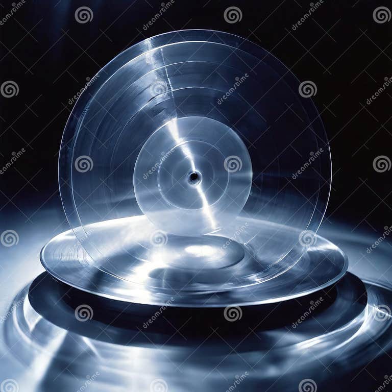 Futuristic Abstract Artwork of Metallic Discs in Blue Tones Stock Image ...