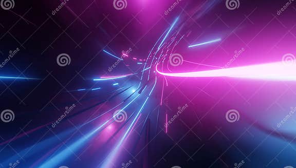 Neon Digital Technology Tunnel Stock Illustration - Illustration of ...