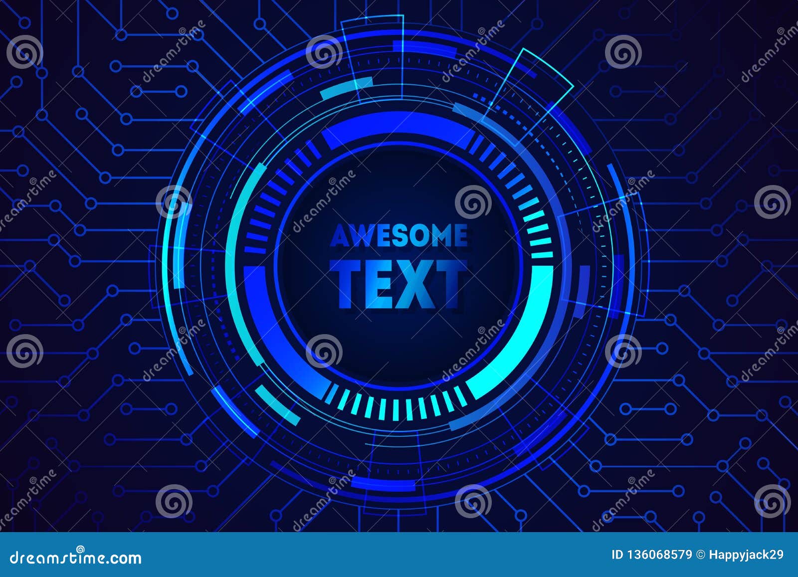 Futuristic Abstract Blue Background with Lights and Gradients. Circle ...