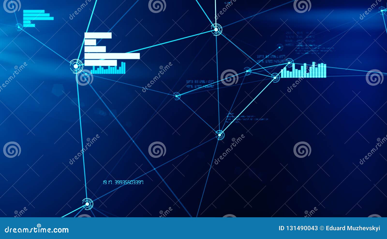 Futuristic Abstract Blue Network and Data Connection Grid Illustration ...