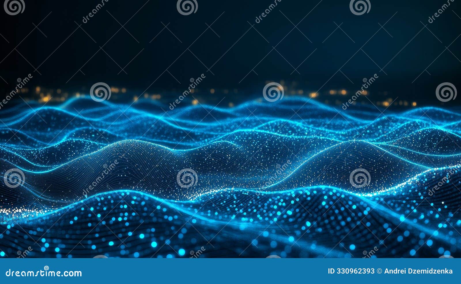 A Futuristic Abstract Blue Tech Background with Digital Waves and ...