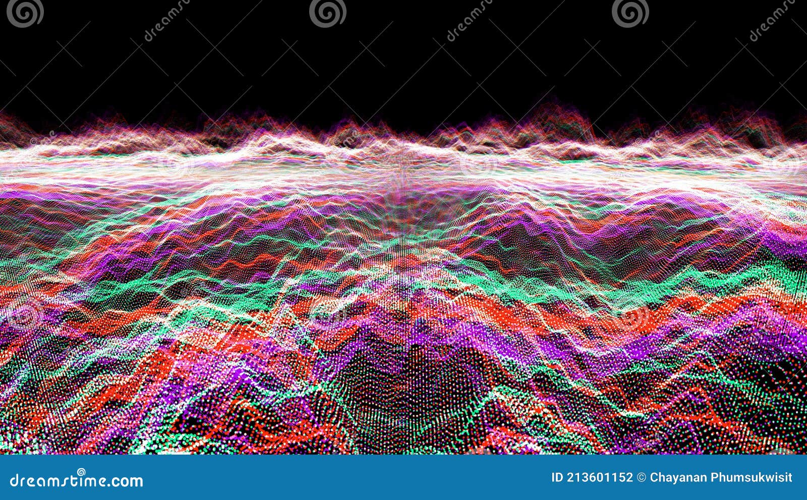 Futuristic Abstract Blur Red Preple Green Waveform Ball Oscillation ...