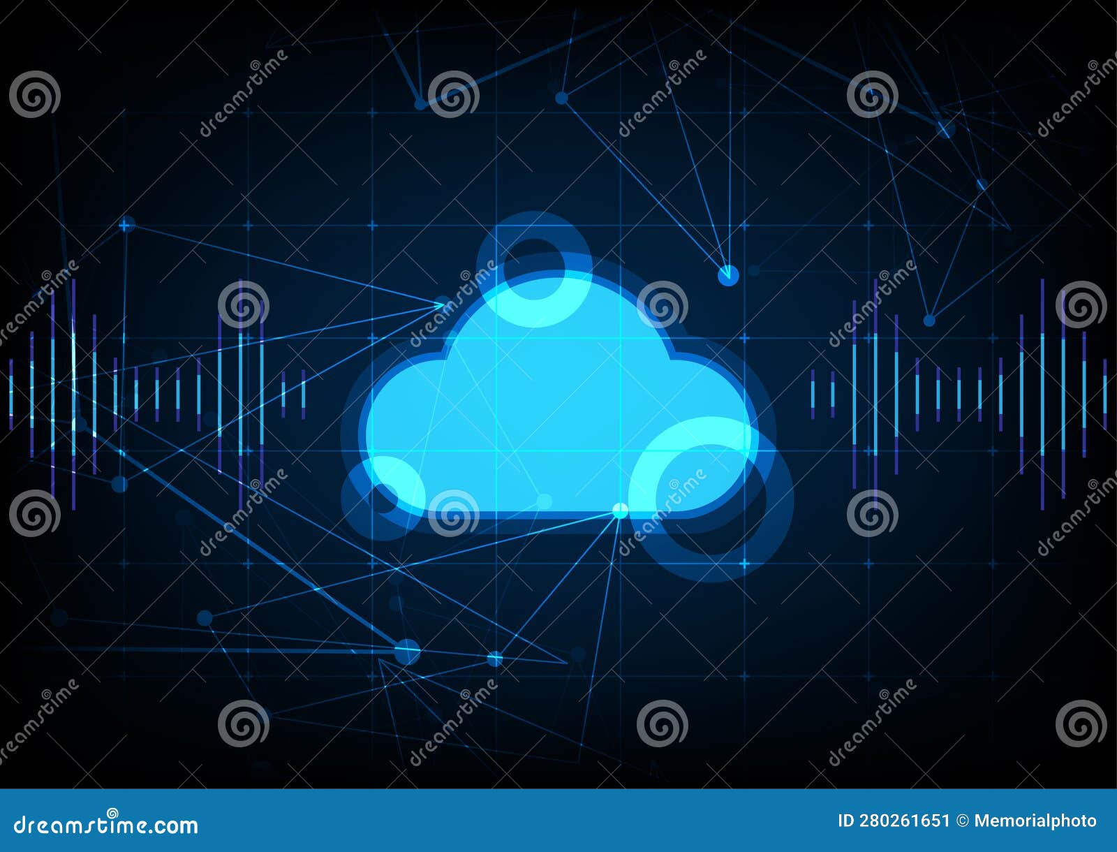 Futuristic Abstract Cloud Computing Storage. Digital Data Server Online Technology. Internet ...