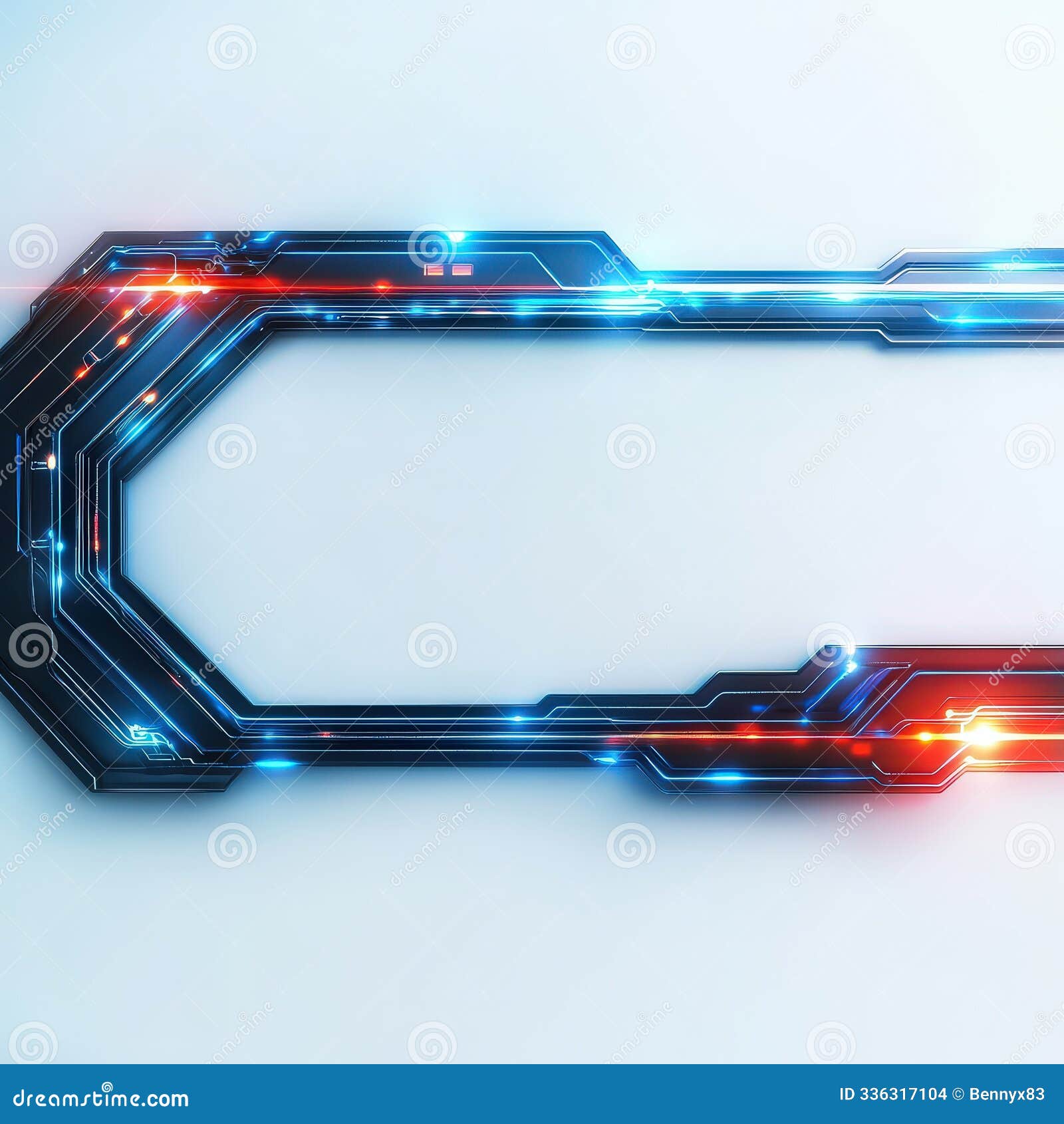 Abstract Futuristic Tech Frame with Glowing Lines. Stock Illustration ...