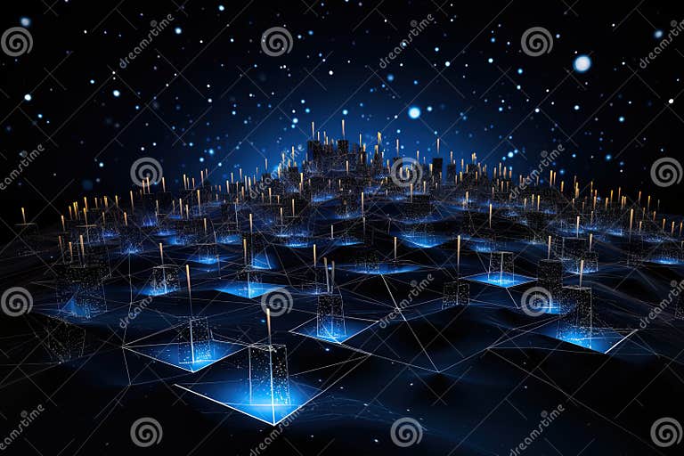 Futuristic Abstract Geometric Data Background with Starlight, Merging ...