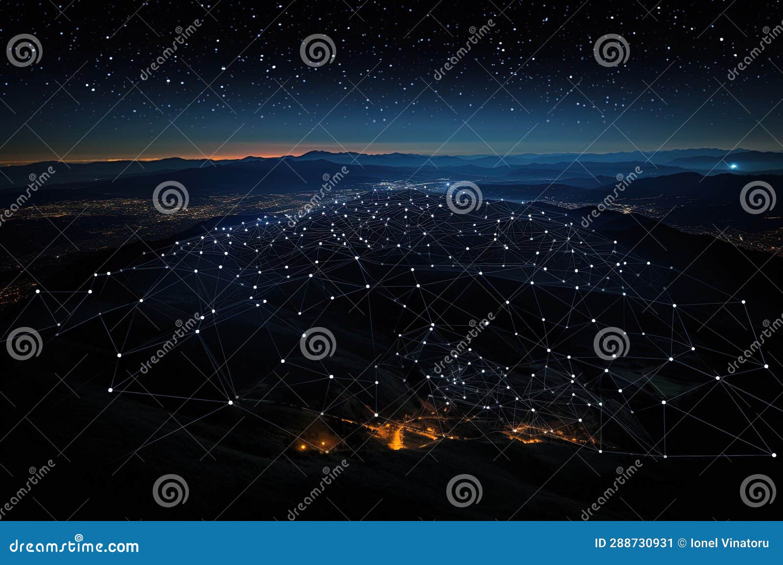 Futuristic Abstract Geometric Data Background with Starlight, Merging ...