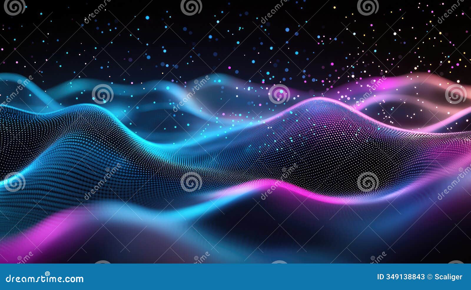 Futuristic Abstract High Tech Digital Wave Background with Vibrant Neon ...