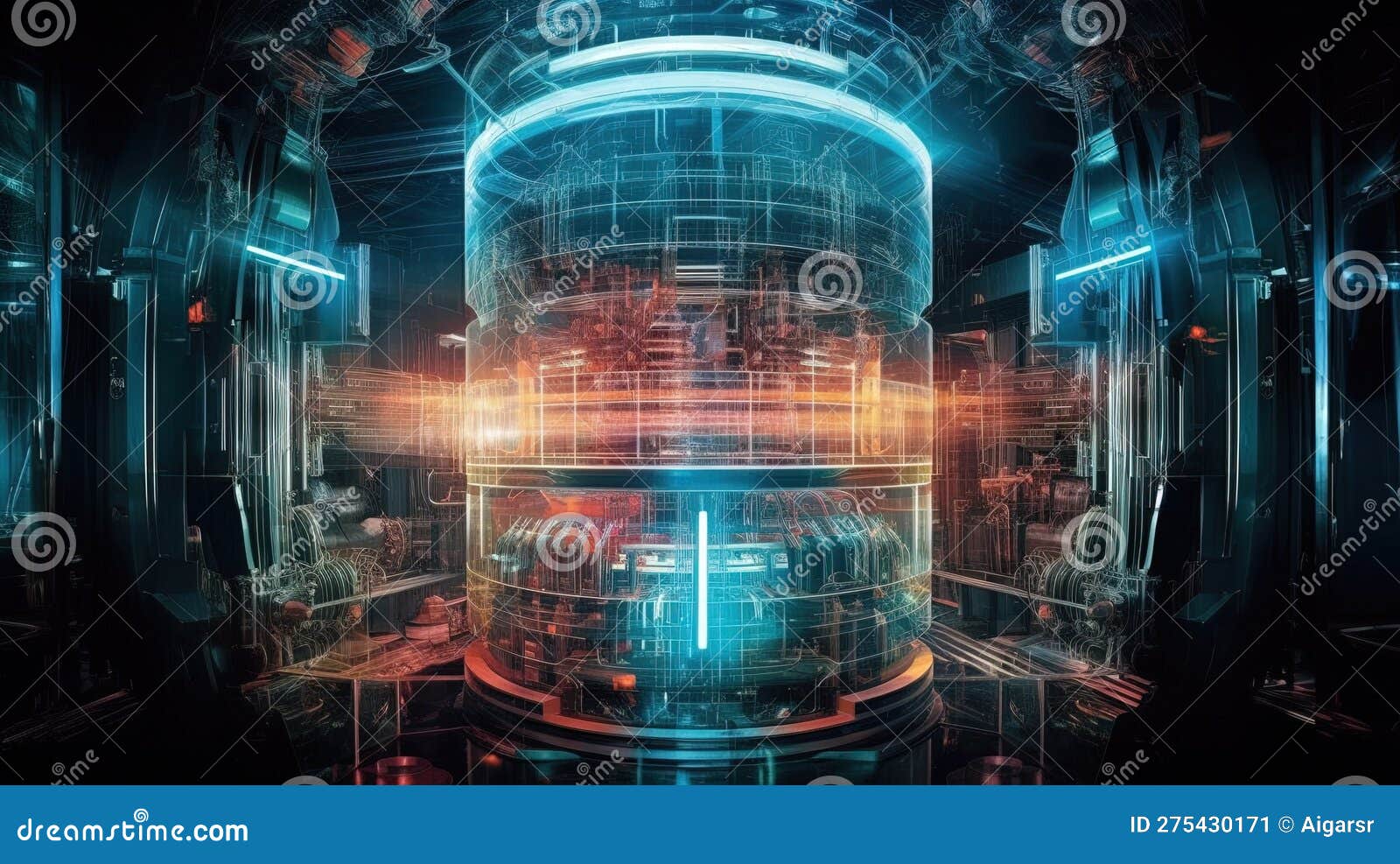 Futuristic Abstract Image of Thermonuclear Reactor Stock Illustration ...