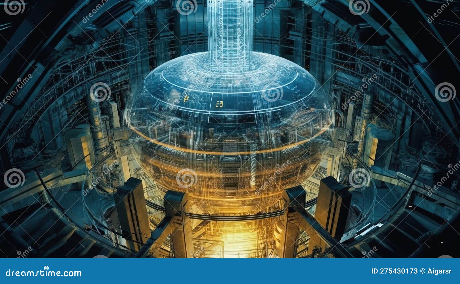 Futuristic Abstract Image of Thermonuclear Reactor Stock Illustration ...