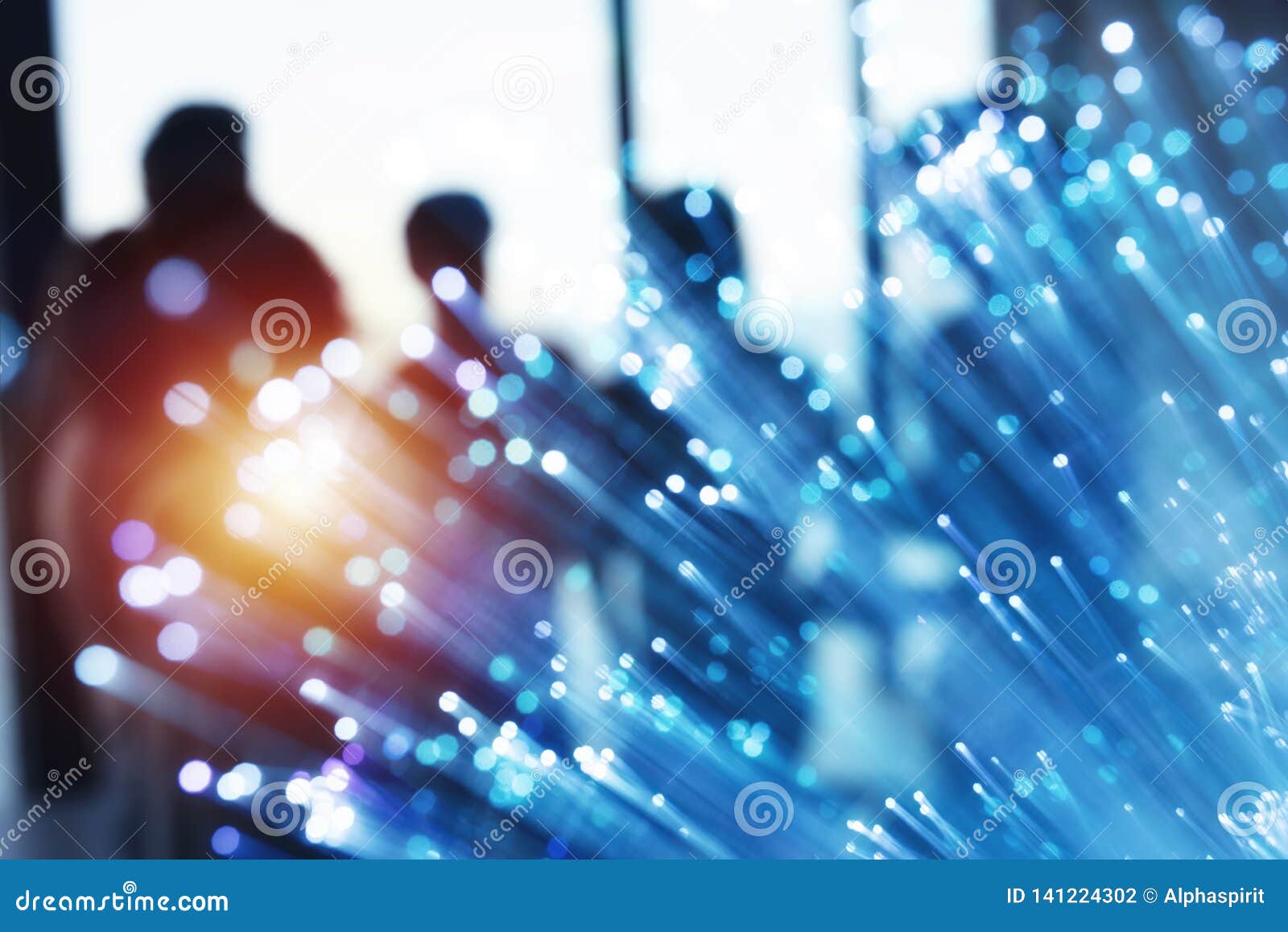 Futuristic Abstract Internet Connection Network with Silhouette of ...