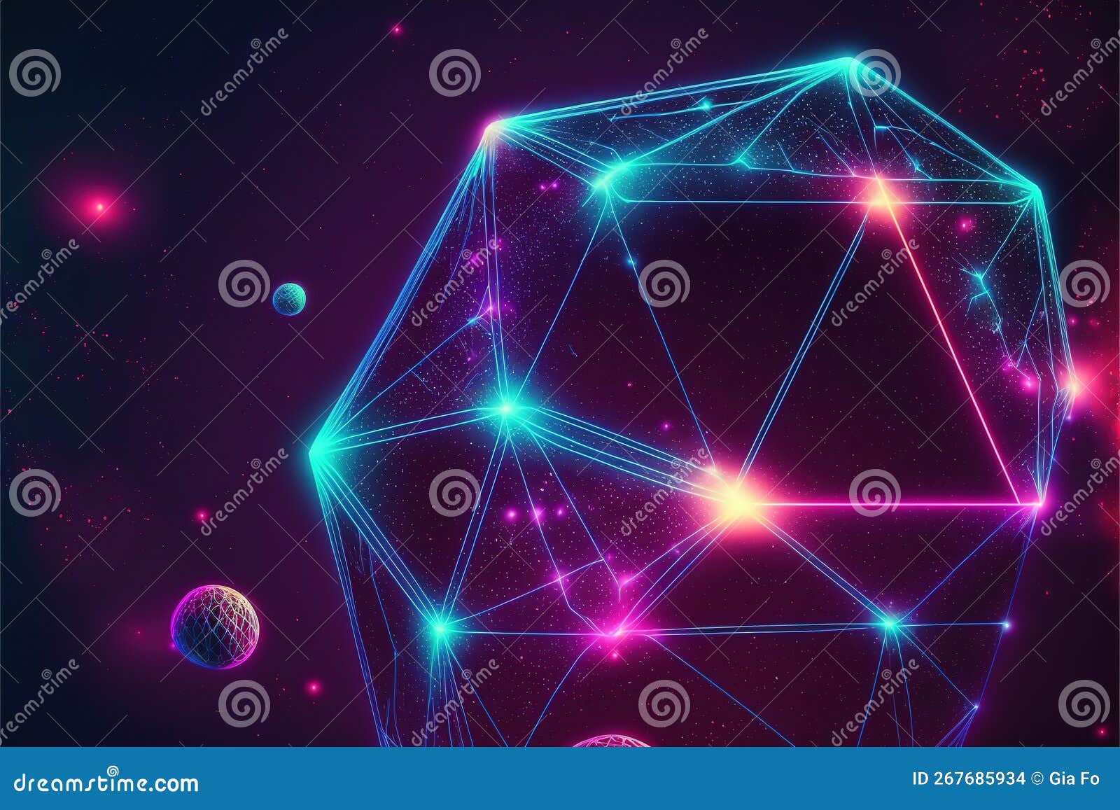Polygons and Intricated Lines on a Sinthwave Universe Background Stock ...
