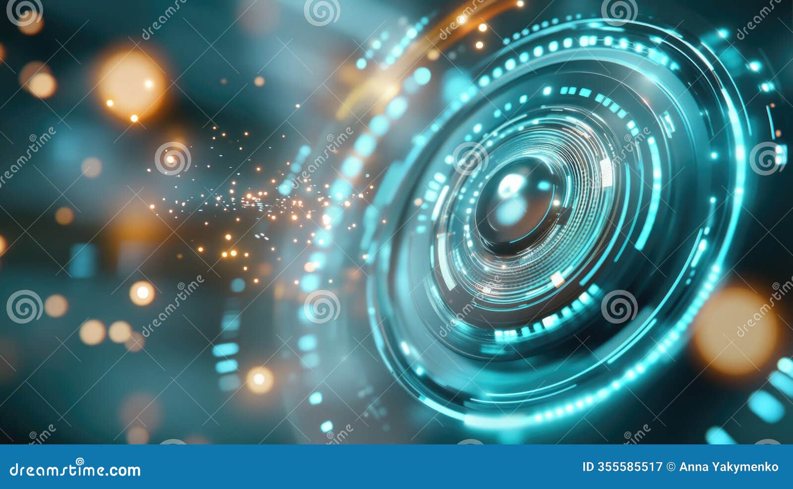 Futuristic Abstract Light Circles with Digital Technology Theme for ...