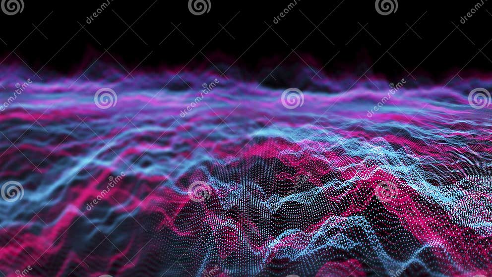 Futuristic Abstract Line Magenta Blue Element Balls Waveform ...
