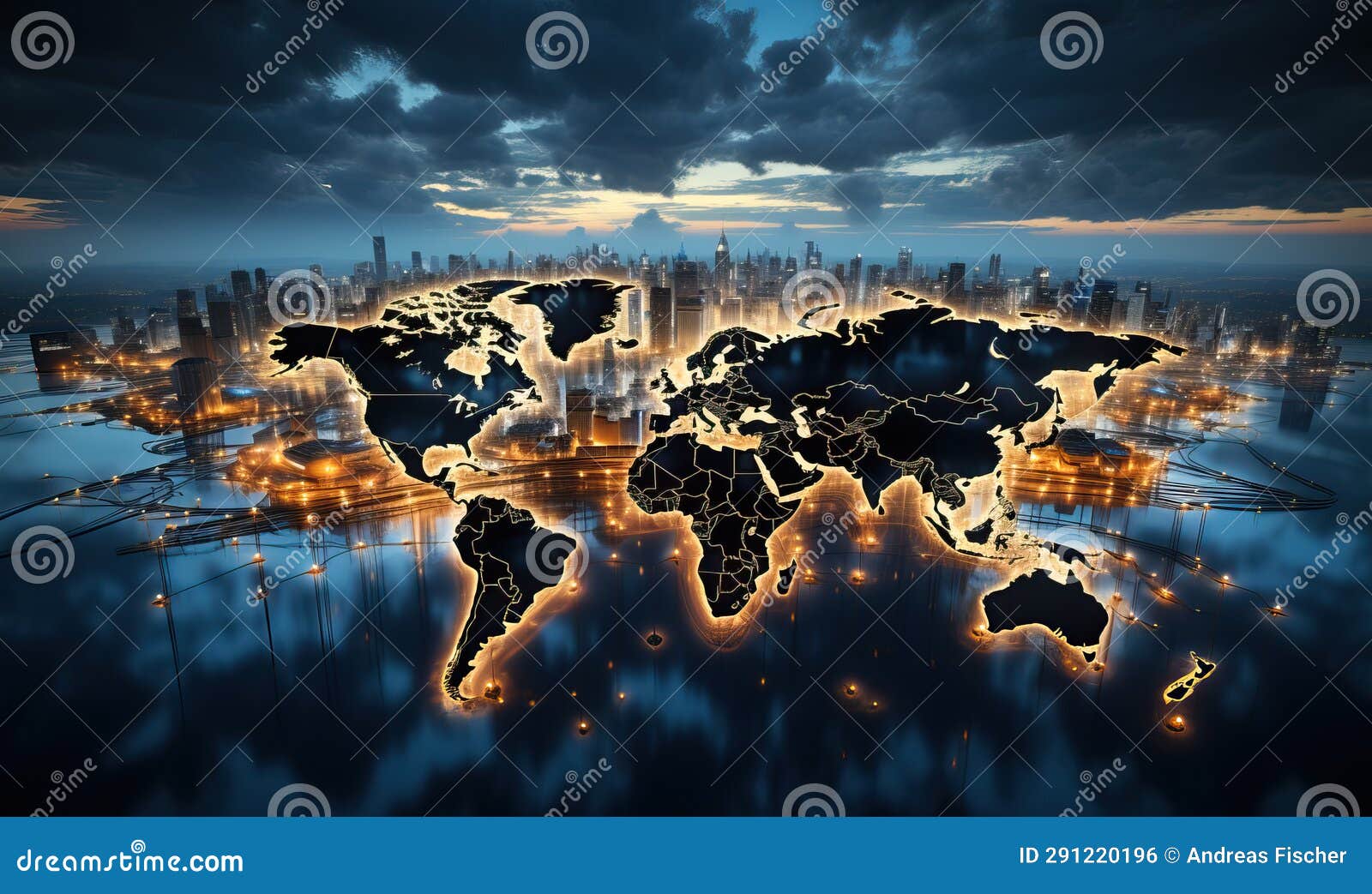 Futuristic Abstract Map of Planet Earth on a Blue Background. Stock ...