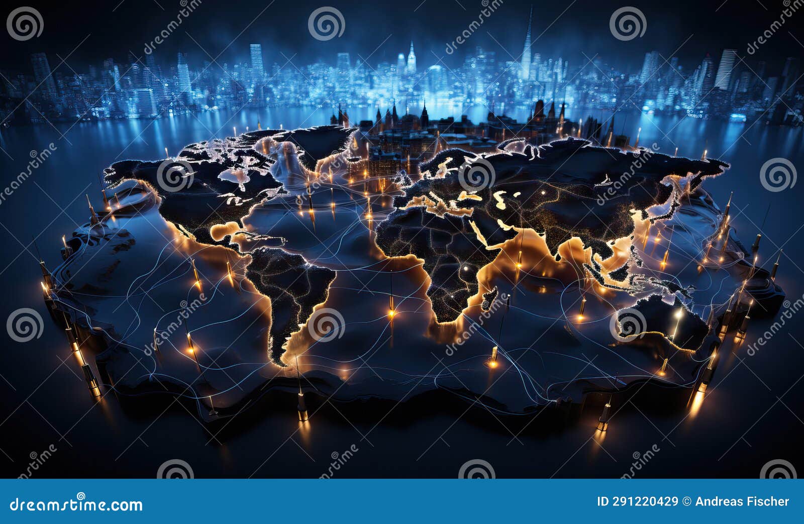 Futuristic Abstract Map of Planet Earth on a Blue Background. Stock ...