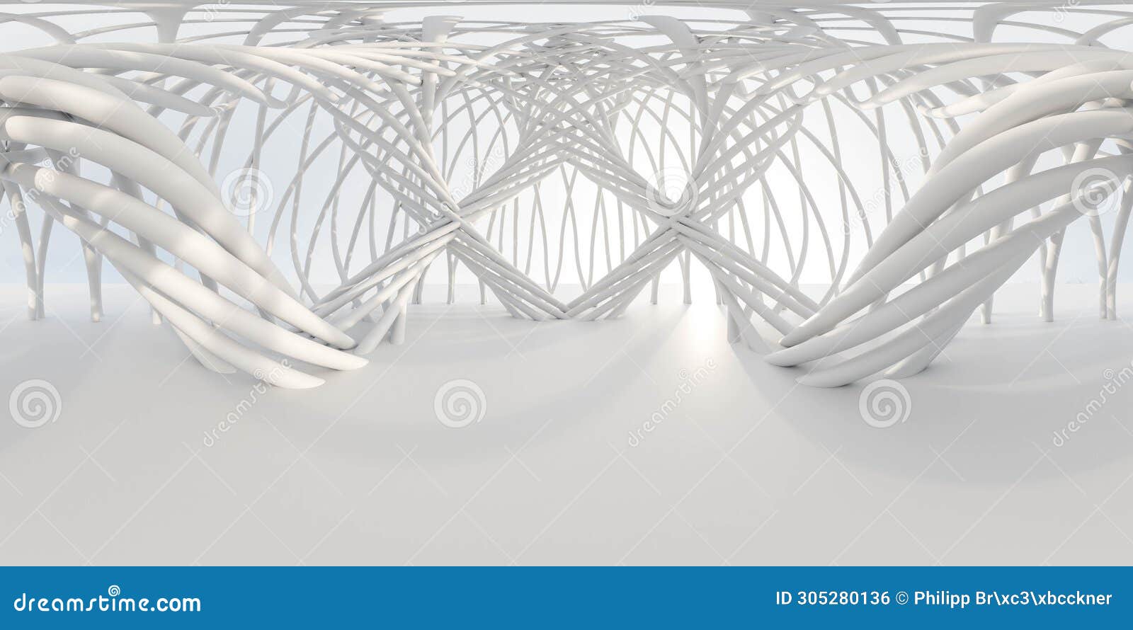 Futuristic Abstract Metal Structure with White Ground and Organic Wire ...