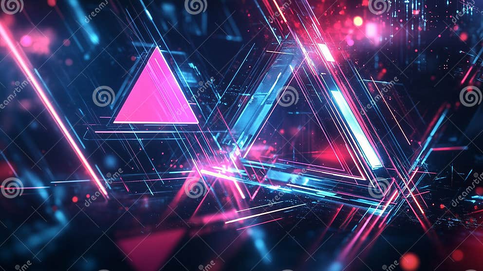 Futuristic Abstract Neon Geometric Patterns with Dynamic Triangular Forms Stock Illustration ...